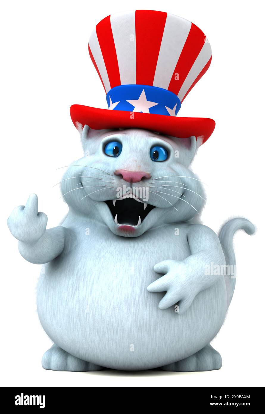Fun 3D cartoon cat with an uncle sam hat Stock Photo - Alamy