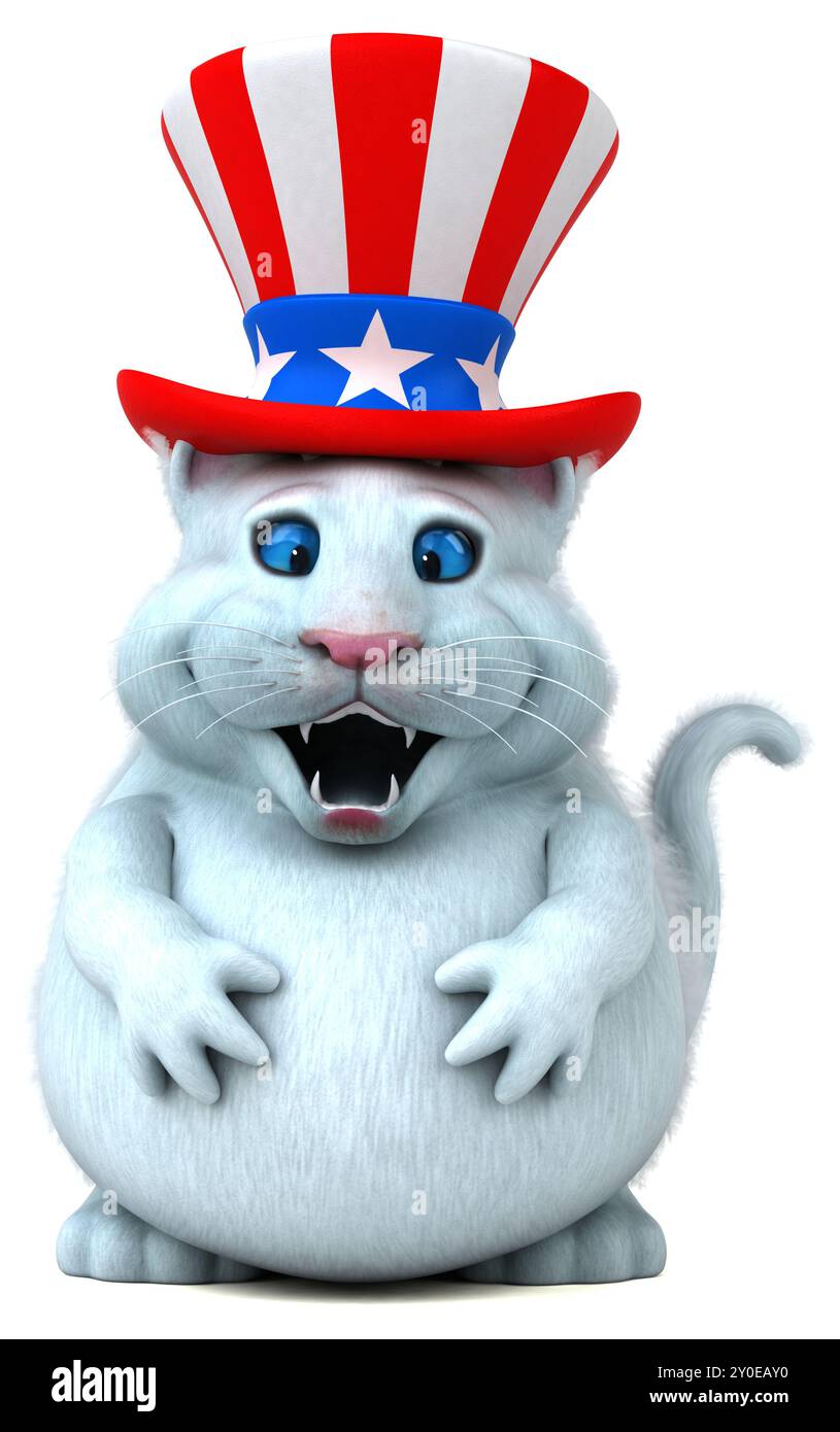 Fun 3D cartoon cat with an uncle sam hat Stock Photo - Alamy