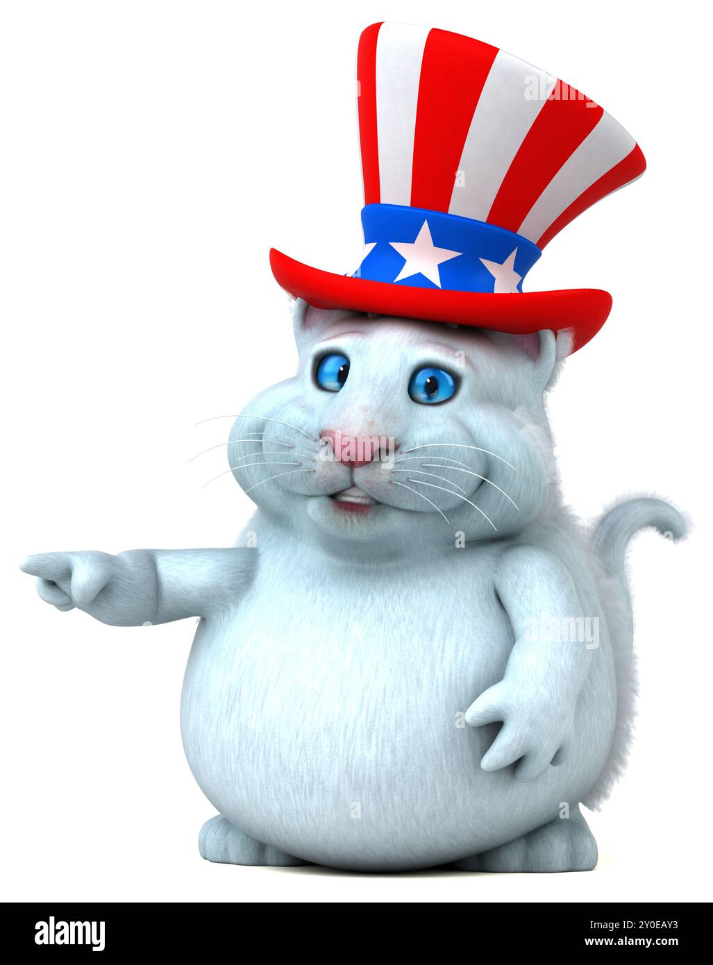 Fun 3D cartoon cat with an uncle sam hat Stock Photo - Alamy