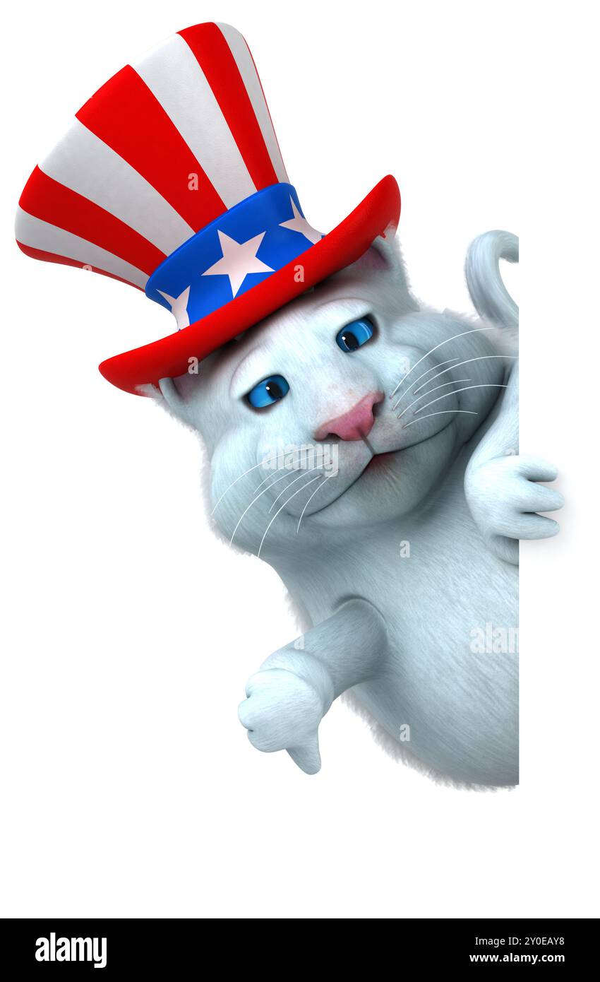 Fun 3D cartoon cat with an uncle sam hat Stock Photo - Alamy