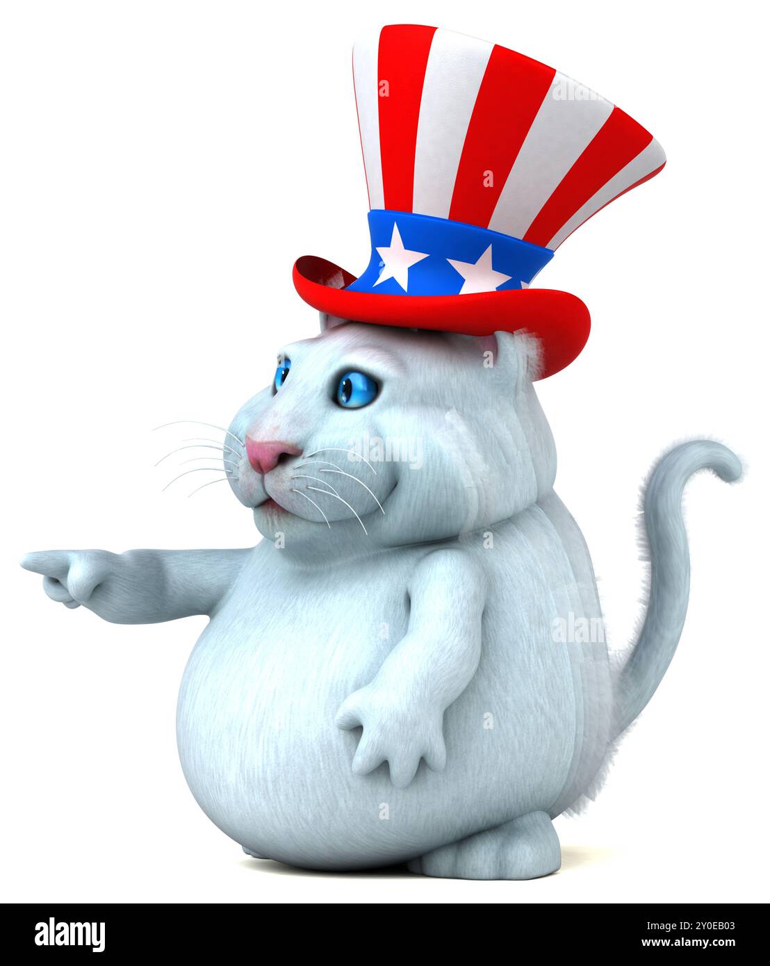 Fun 3D cartoon cat with an uncle sam hat Stock Photo - Alamy