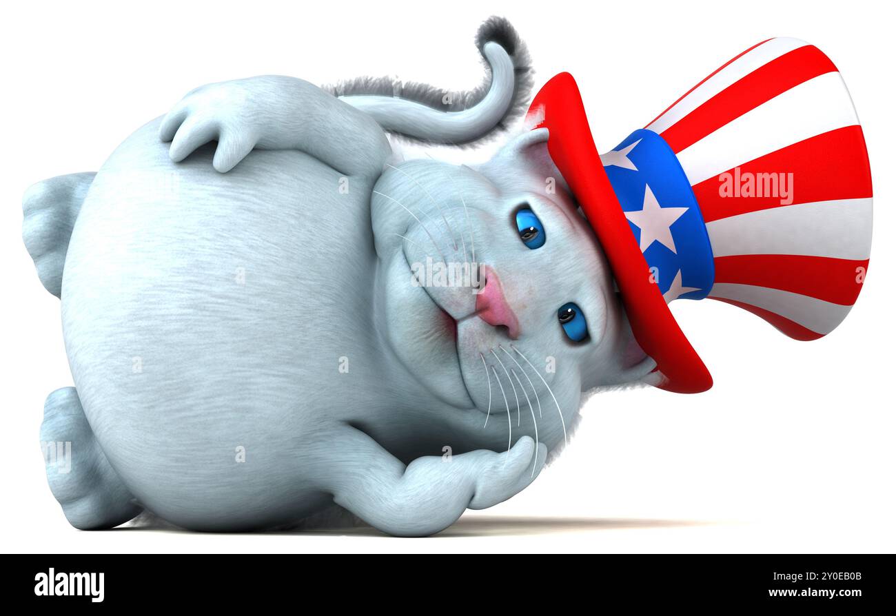Fun 3D cartoon cat with an uncle sam hat Stock Photo - Alamy