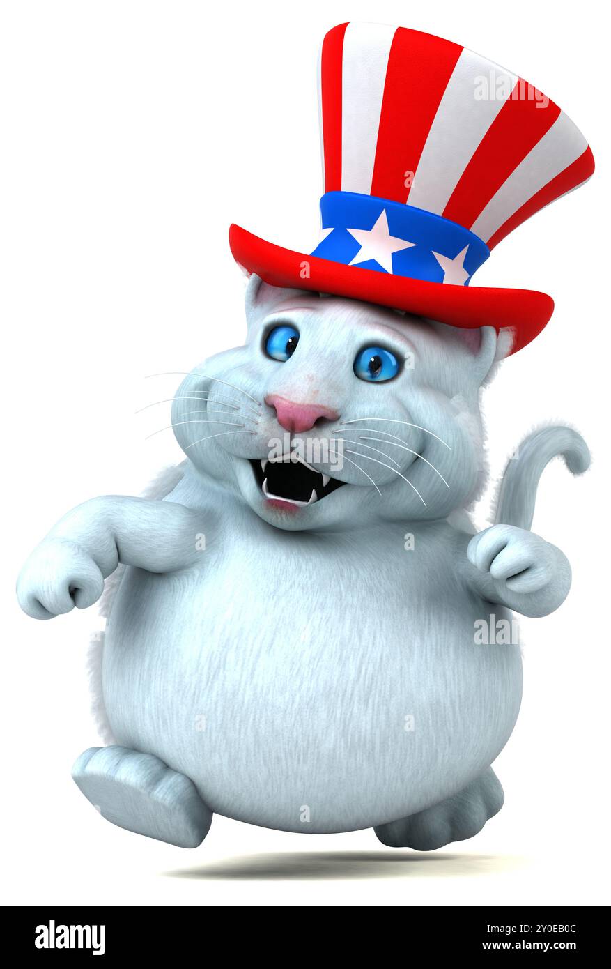 Fun 3D cartoon cat with an uncle sam hat Stock Photo - Alamy