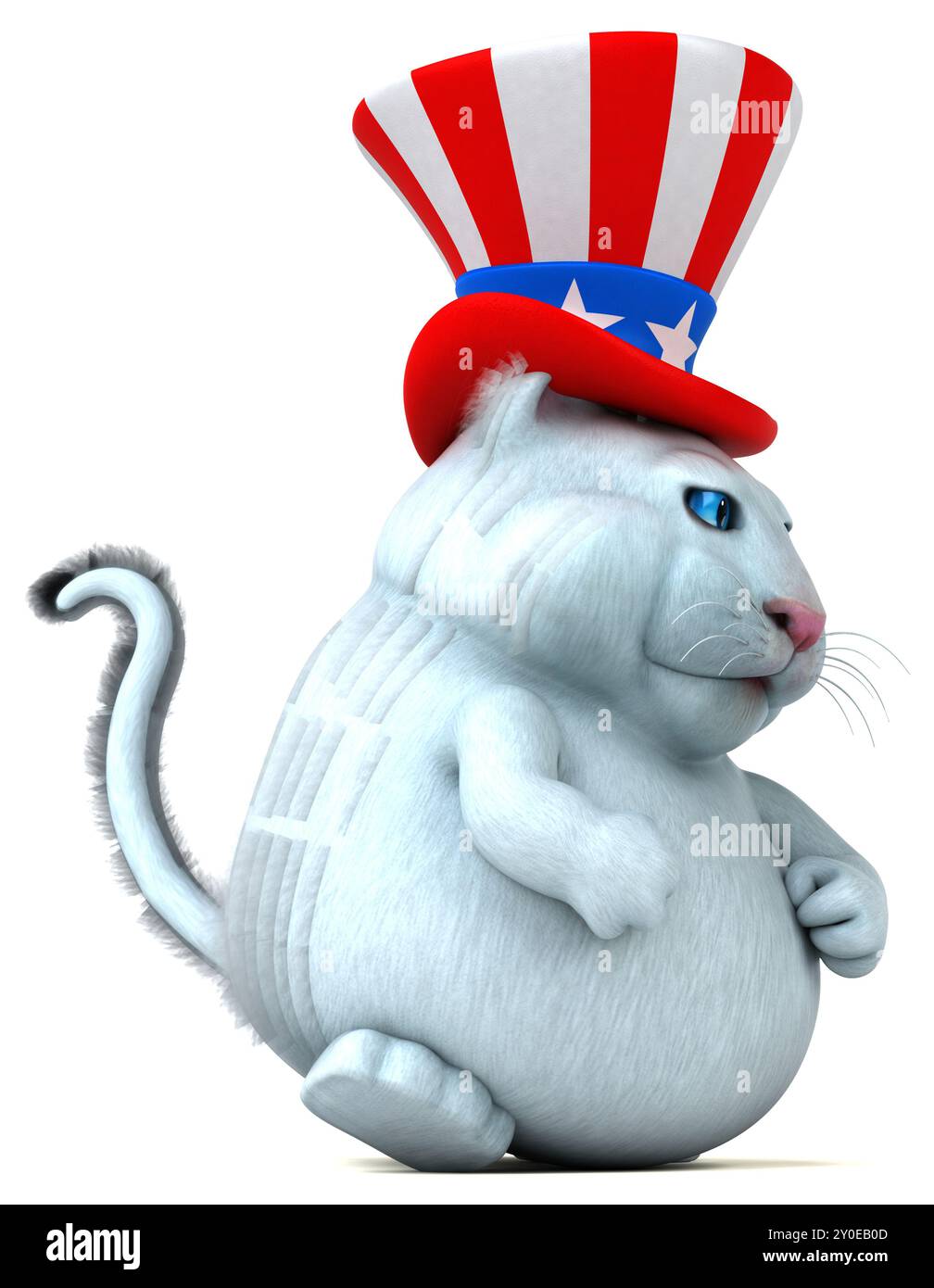 Fun 3D cartoon cat with an uncle sam hat Stock Photo - Alamy