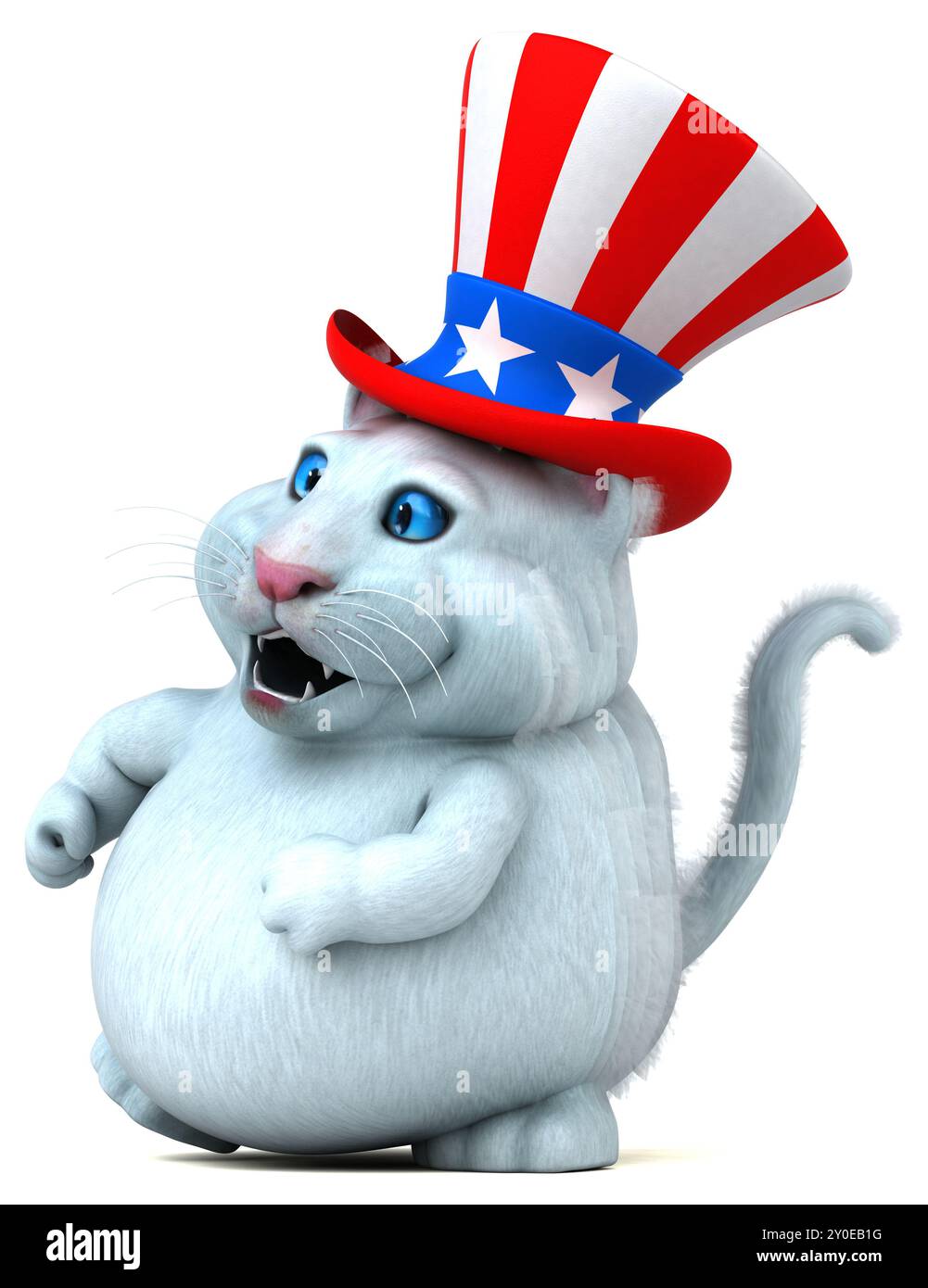 Fun 3D cartoon cat with an uncle sam hat Stock Photo - Alamy