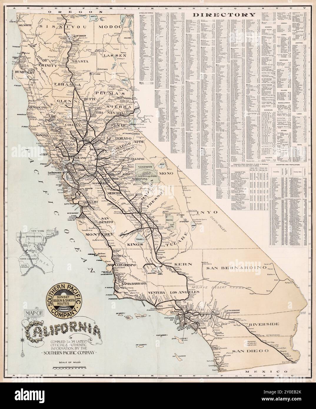 Vintage 19th century Map of California produced by the the Southern ...