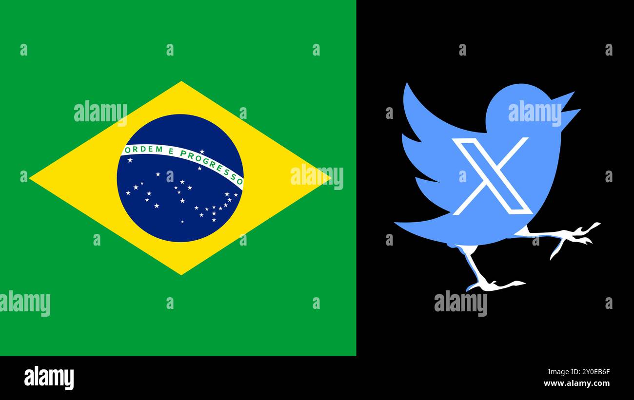 Twitter x logo and brazil flag hi-res stock photography and images - Alamy