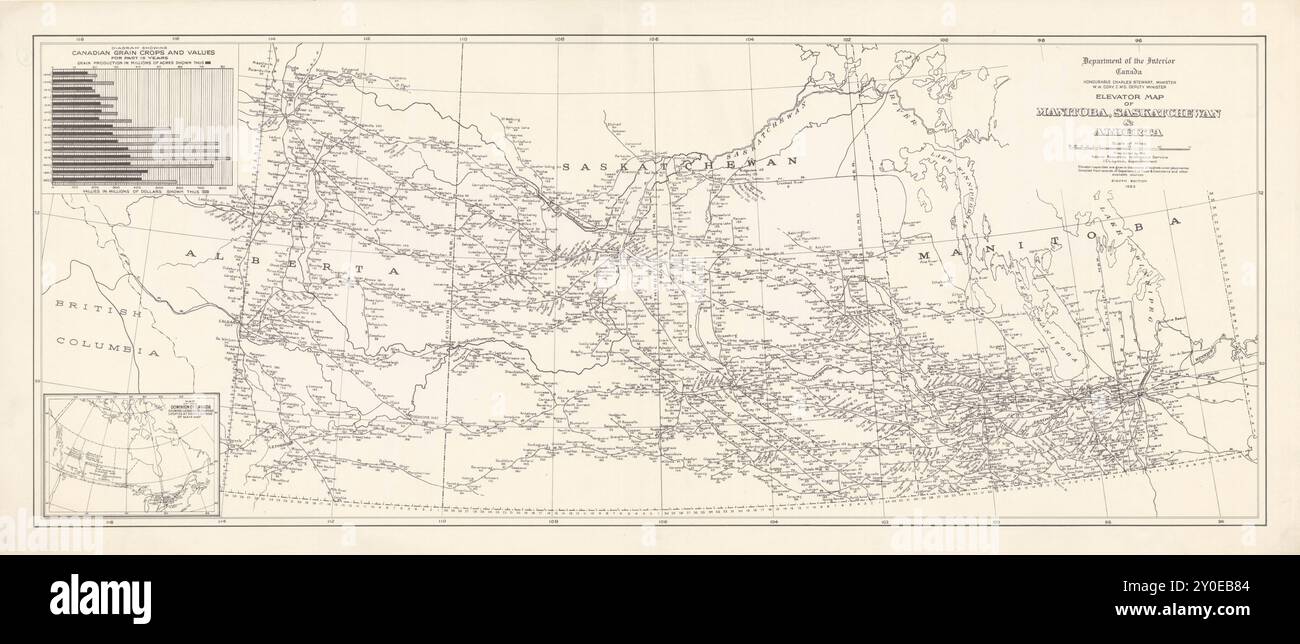 Grain Elevator Map of Manitoba Saskatchewan and Alberta. Vintage Map ...