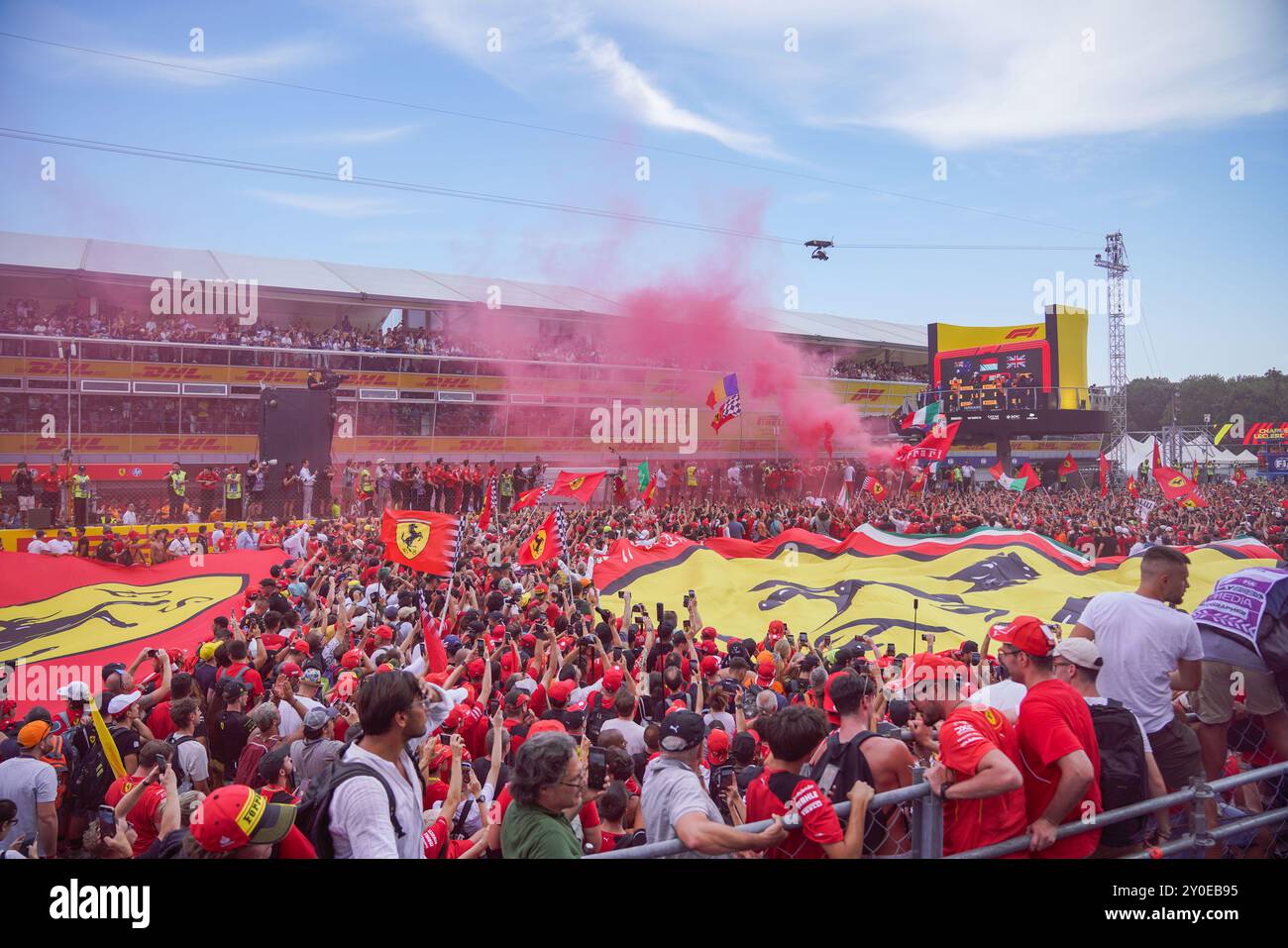 Tifosi Ferrari under the podium during Formula 1 - Pirelli Gran Premio ...