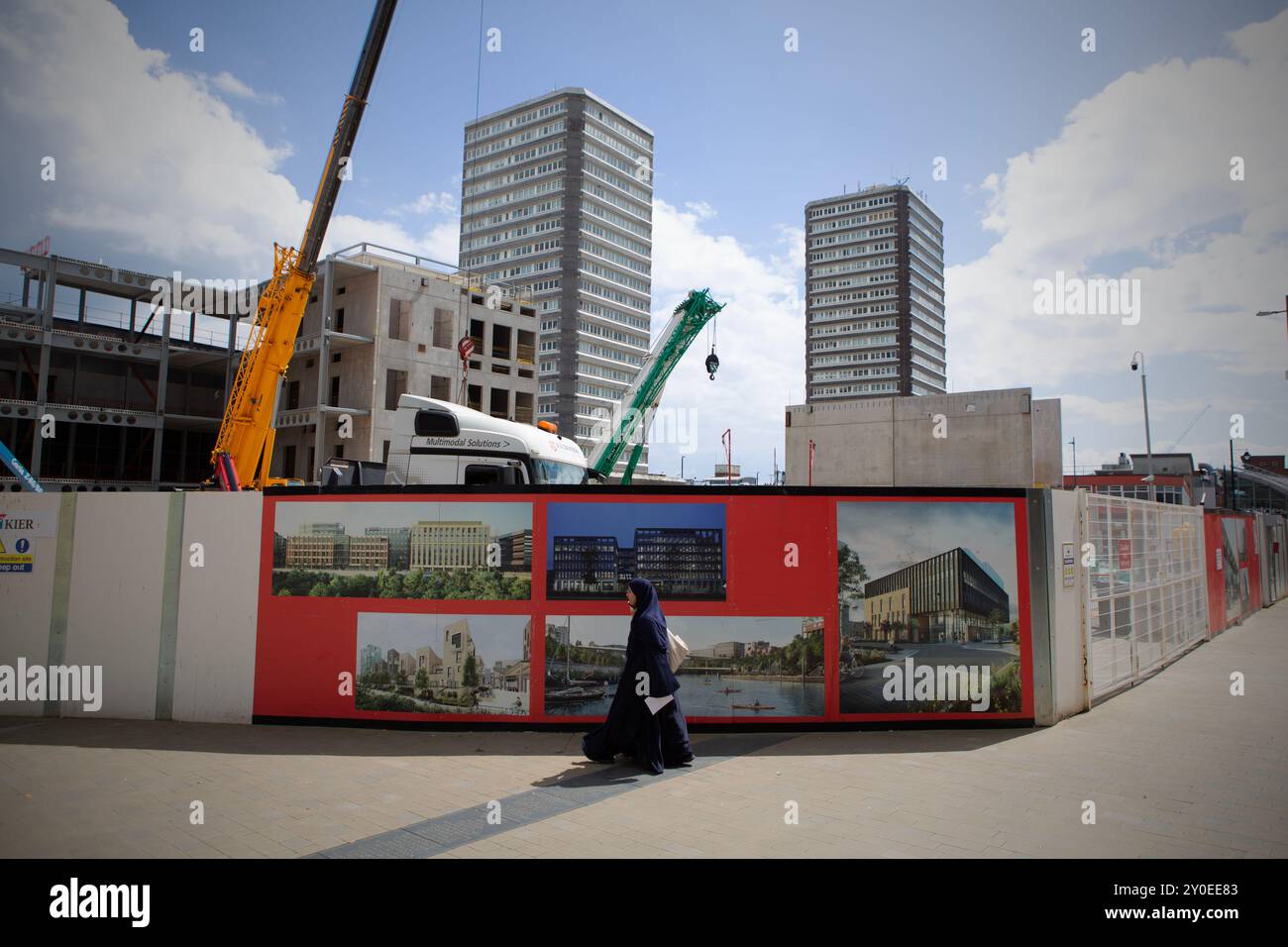 Old tower blocks still remain near the High Street in Sunderland city ...