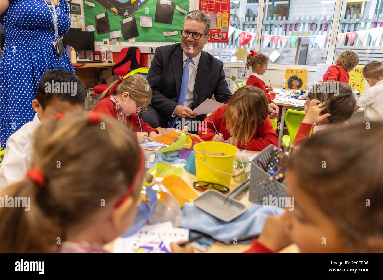 Prime Minister Sir Keir Starmer during a visit to Perry Hall Primary ...