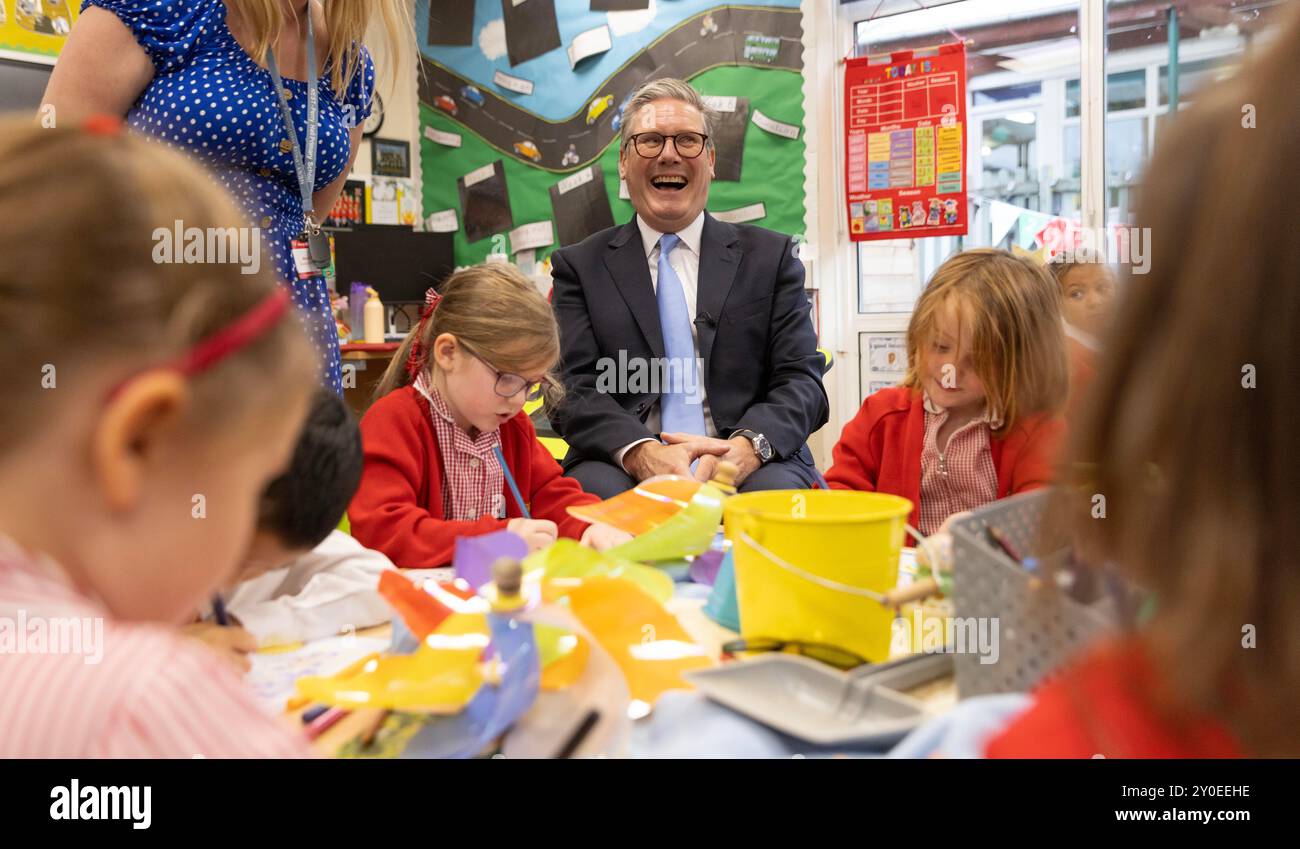 Prime Minister Sir Keir Starmer during a visit to Perry Hall Primary ...