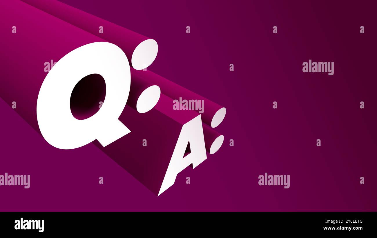 Q&A questions answers presentation background purple colour 3d letters ...