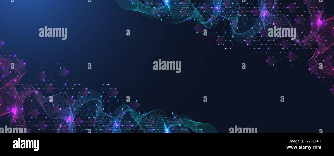 Hexagonal digital abstract background. Technology concept with lines ...