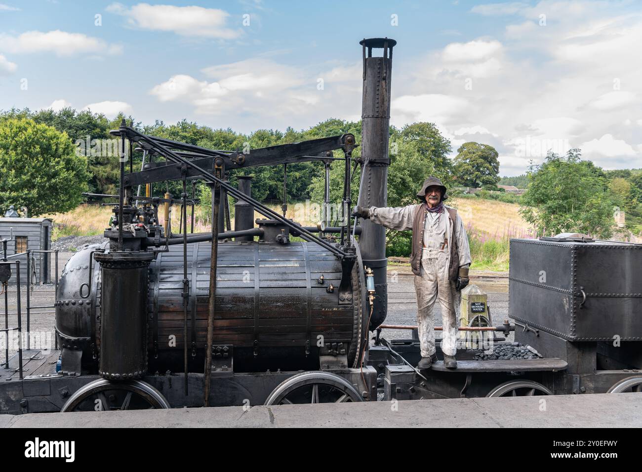 Train Driver on the Reproduction Puffing Billy engine at the Beamish ...