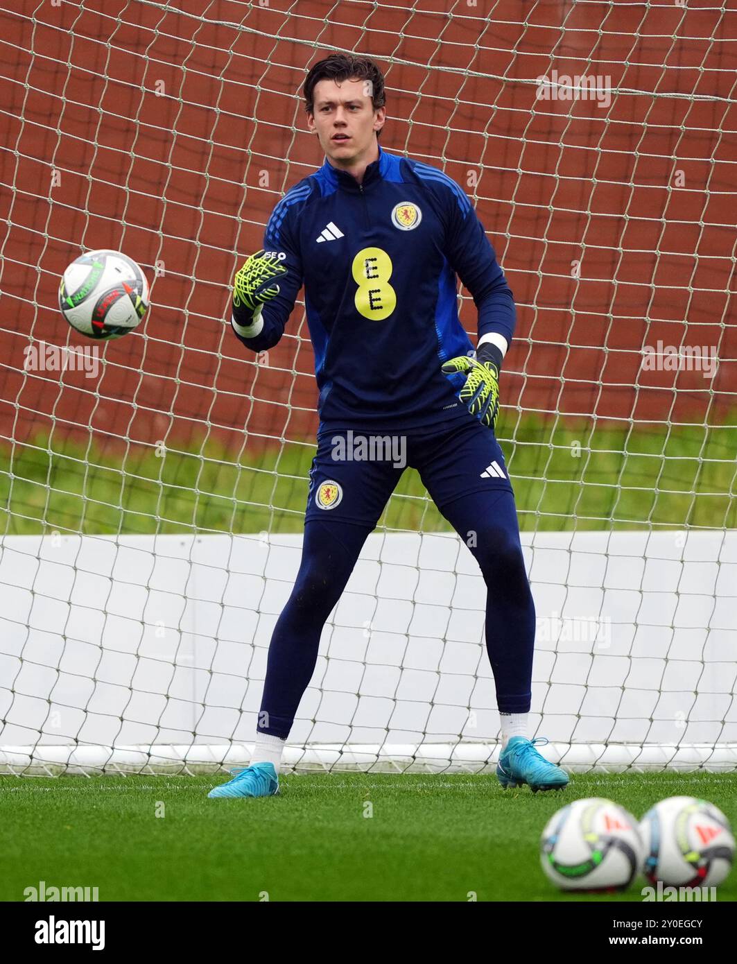 Scotland goalkeeper Jon McCracken during a training session at Lesser ...