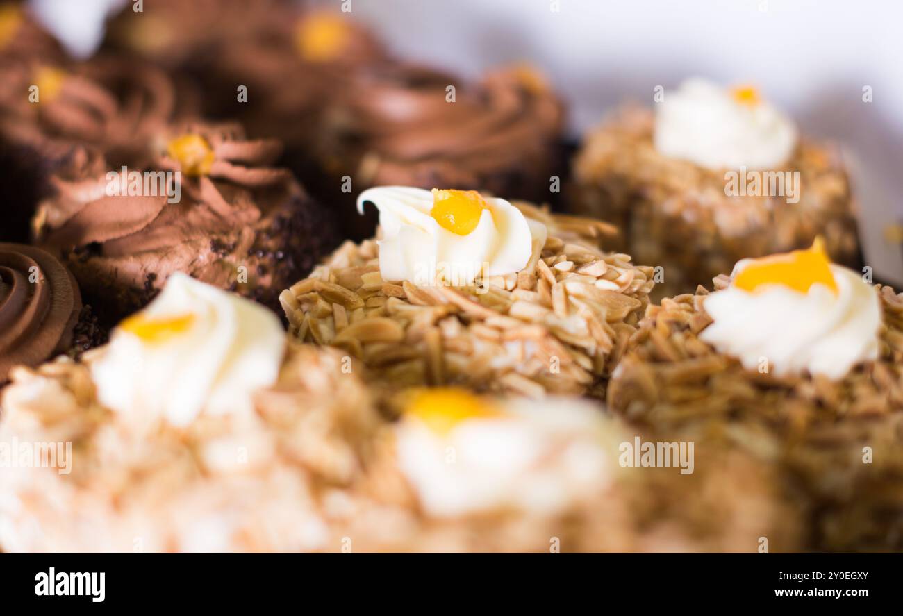 Delicious and cooked hazelnut cream cakes Stock Photo - Alamy