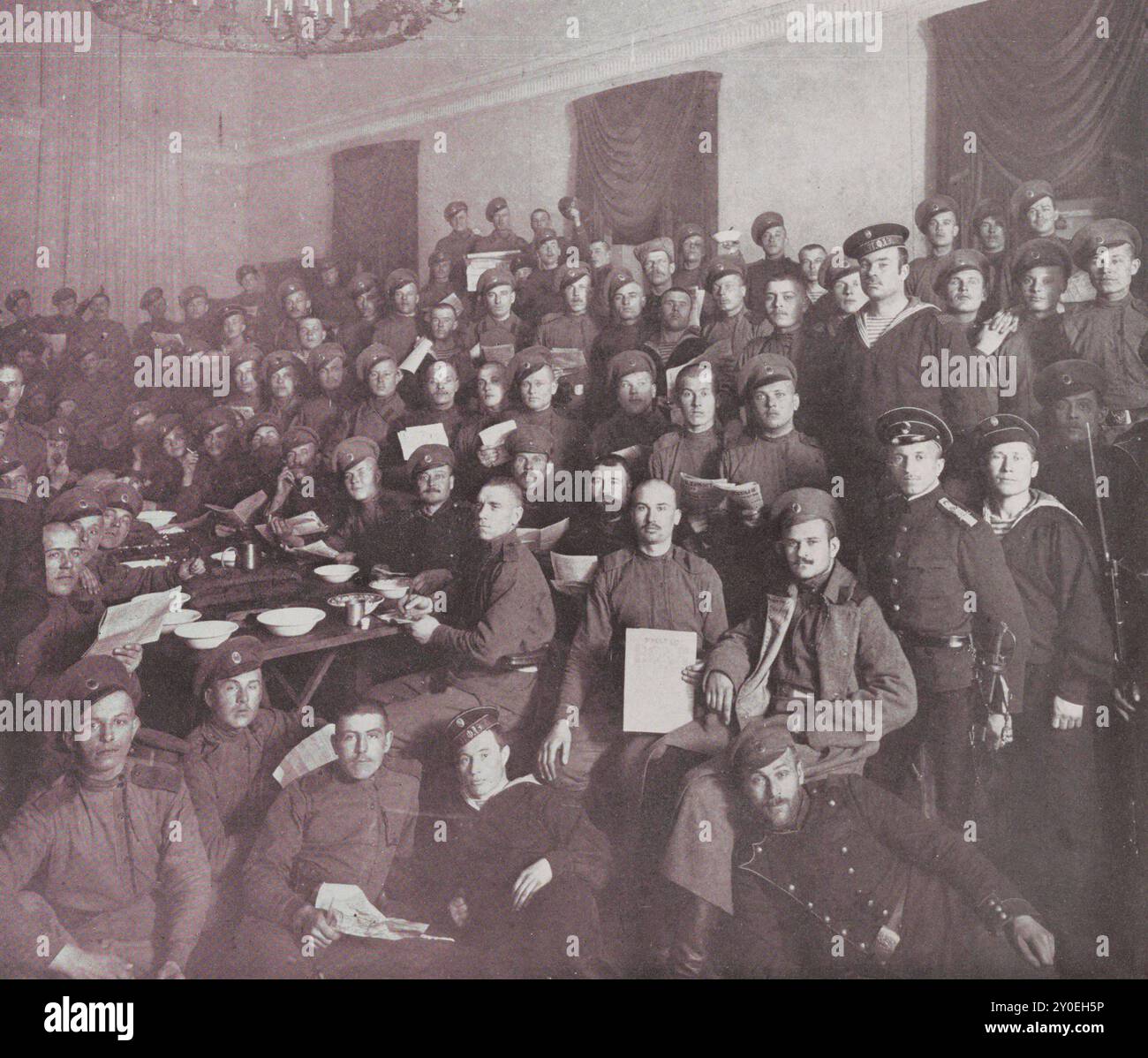 Archival photo of Revolution in Russia. The first soldiers' university ...