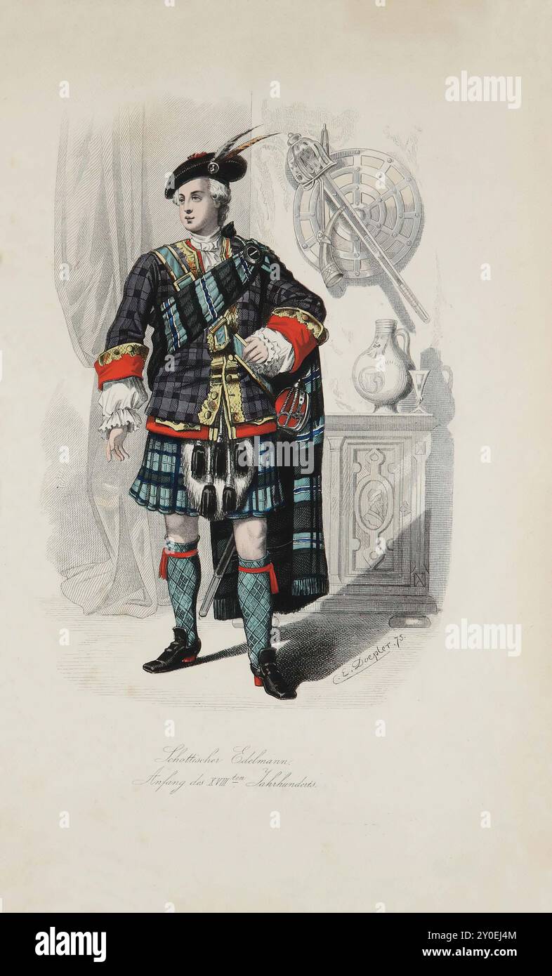 Historical and folk costumes of Europe. Scottish nobleman. Beginning of ...