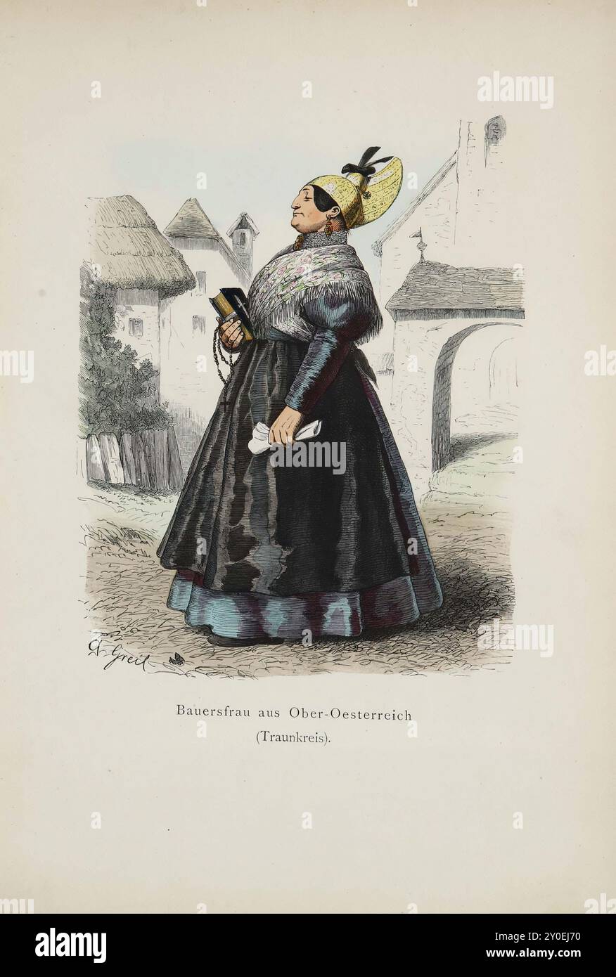 Historical and folk costumes of Europe. Peasant woman from Upper ...