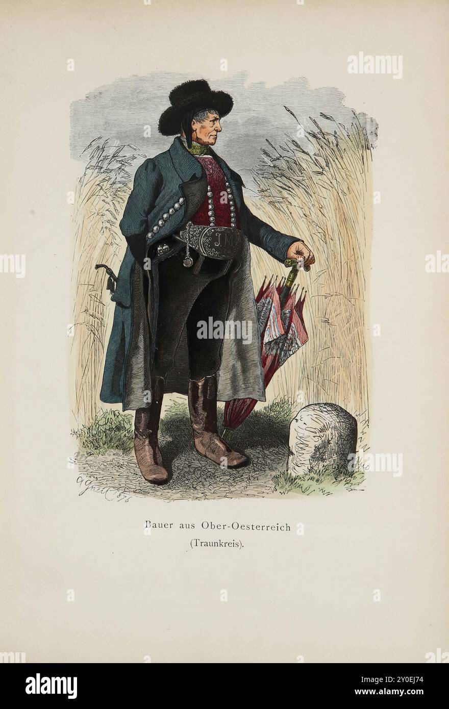 Historical and folk costumes of Europe. Peasant from Upper Austria ...