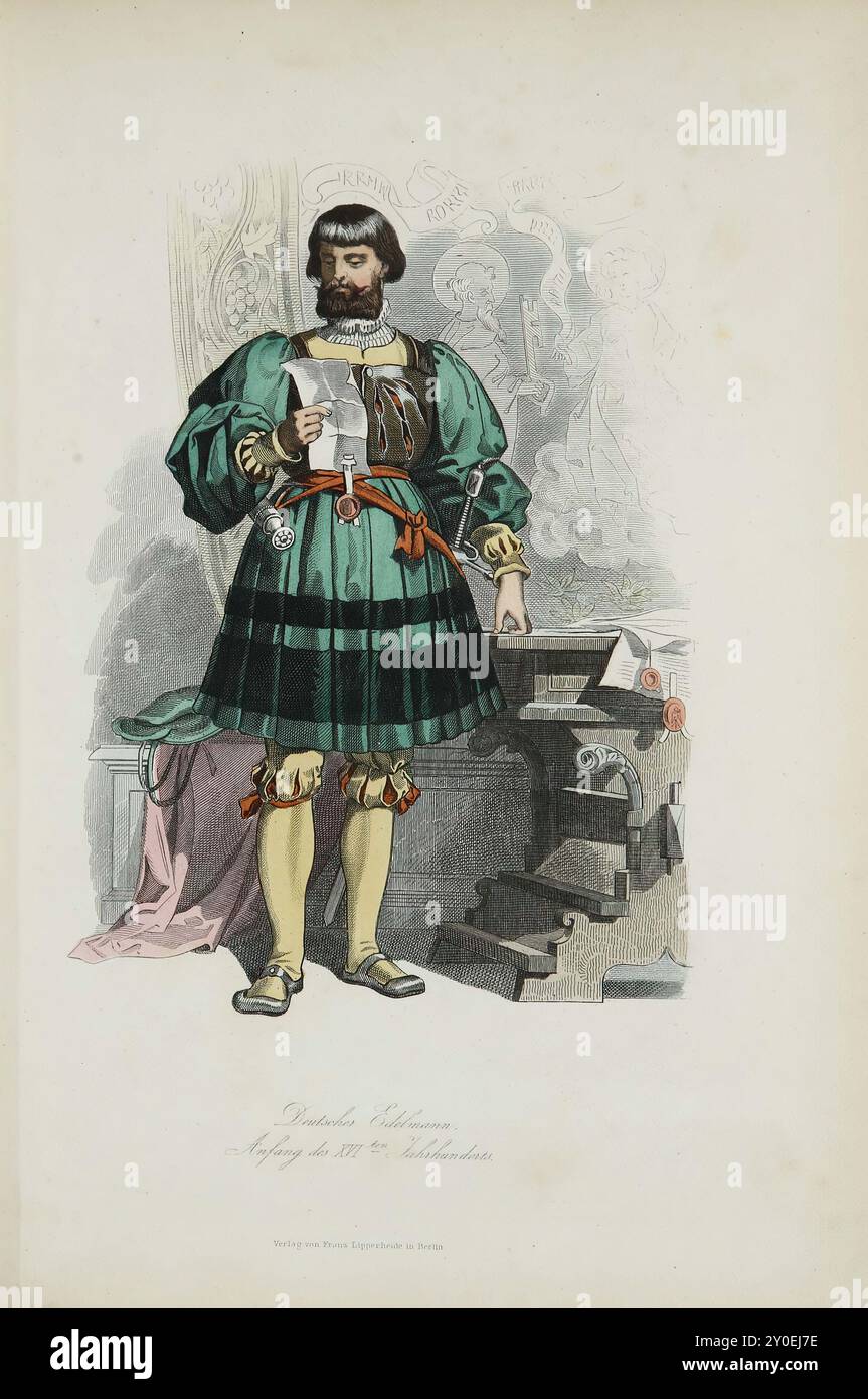 Historical and folk costumes of Europe. German nobleman. Beginning of ...