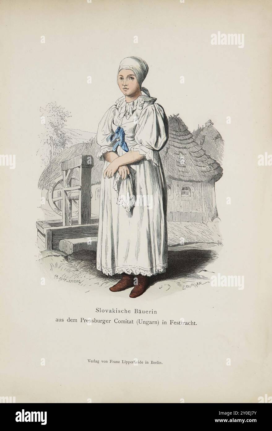 Historical and folk costumes of Europe. Slovakian farmer's wife from ...