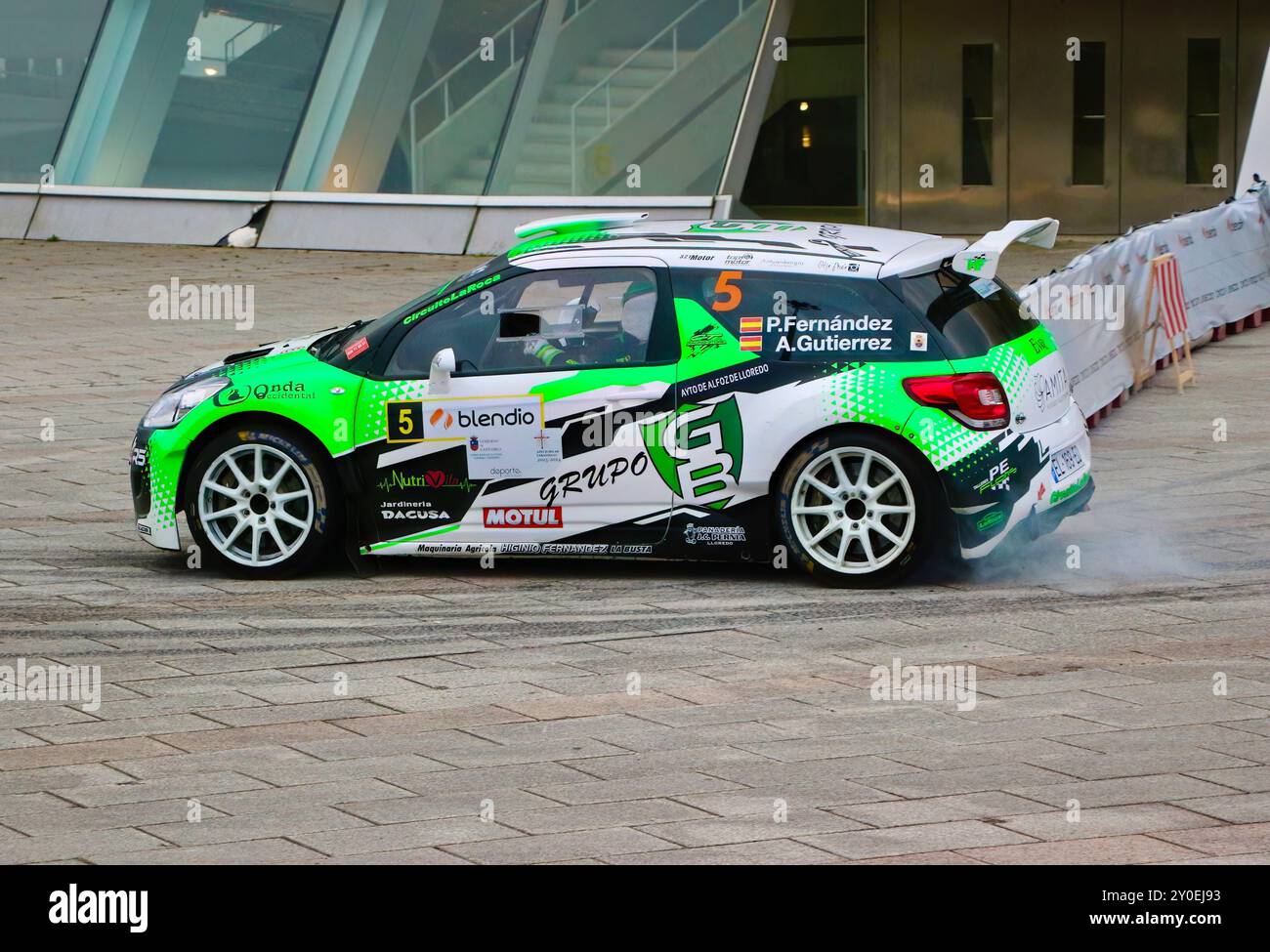 Pablo Fernandez Gonzalez driving a Citroen Ds3 R5 rally car in a ...