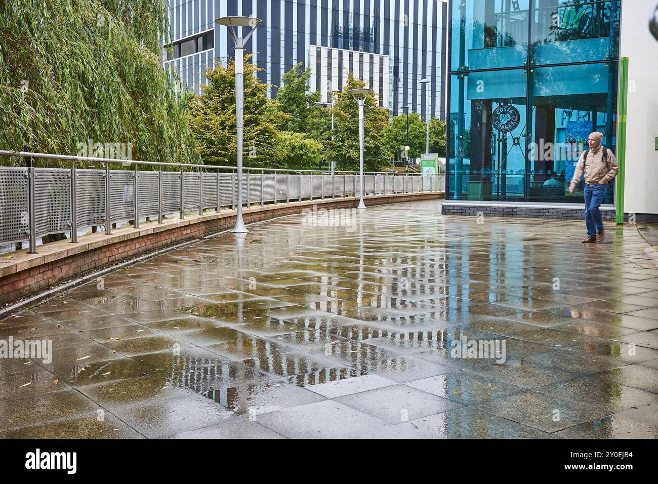 Town centre of Corby, England, on a wet day Stock Photo - Alamy