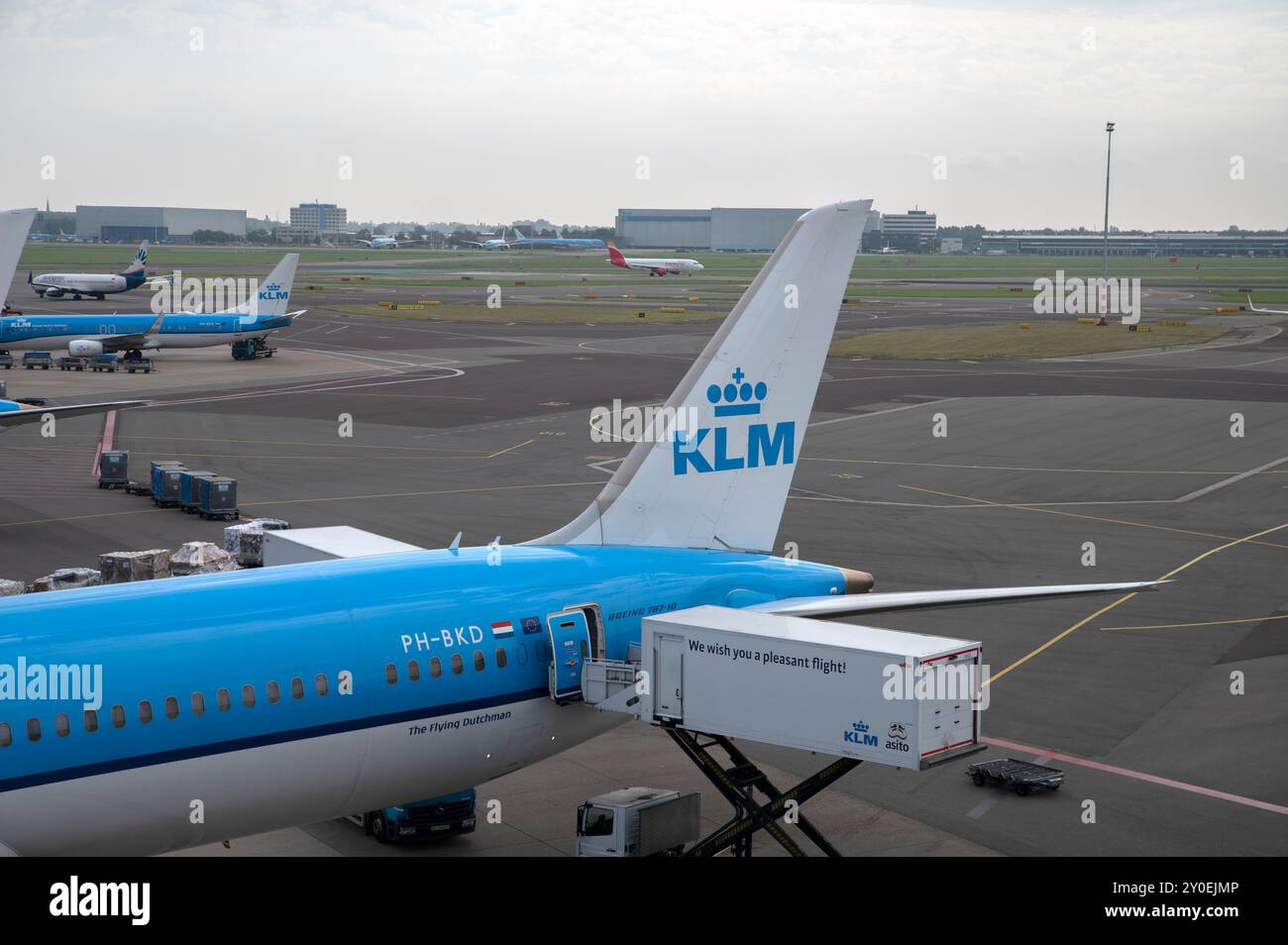 Delivering Catering At The Backside Of A KLM Airplane At Schiphol The ...