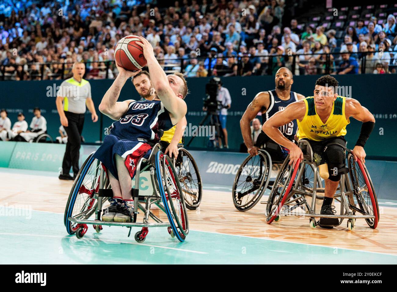 PARIS, FRANKREICH 01. September - Rollstuhlbasketball Australien - USA ...
