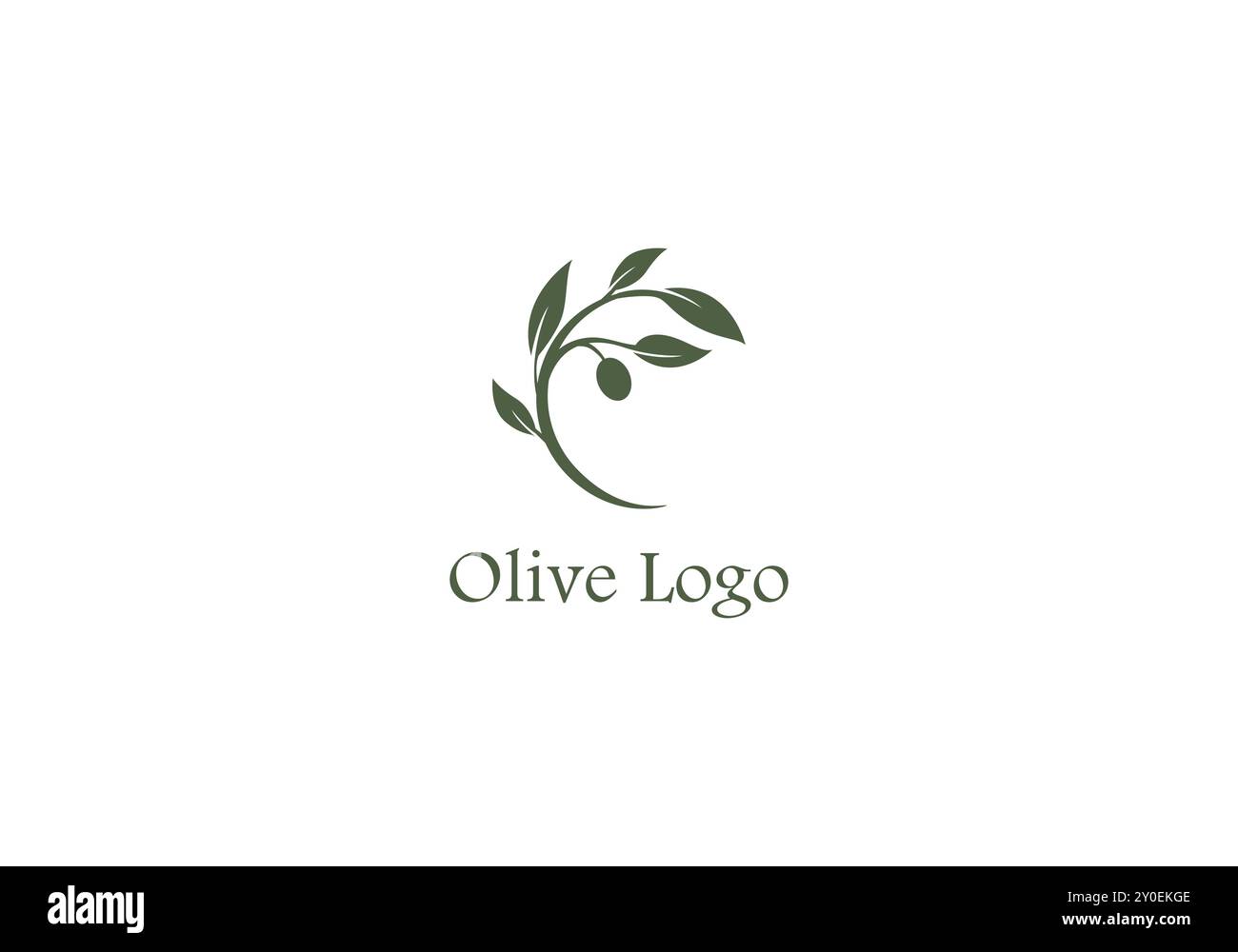 Logo Olive Branch with Leafs, elegant modern and minimalist, editable color Stock Vector Image ...