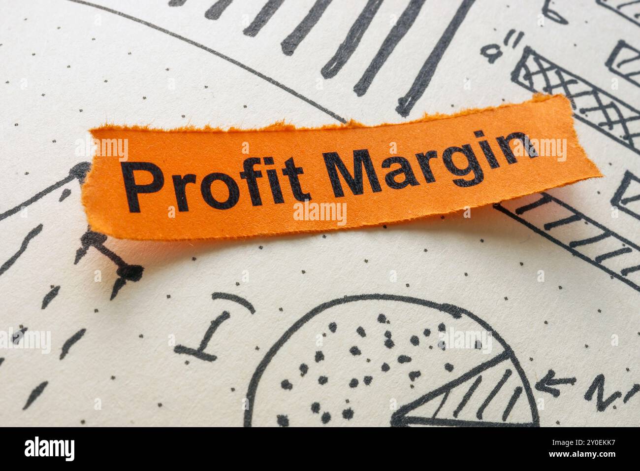 Strip of paper labeled profit margin on charts. Profitability analysis ...