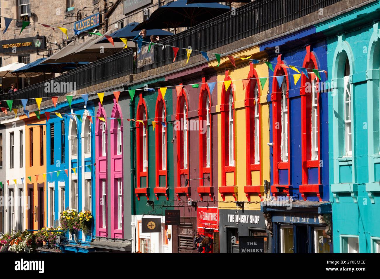Colourful buildings, Victoria Street, Edinburgh, Scotland, UK Stock ...