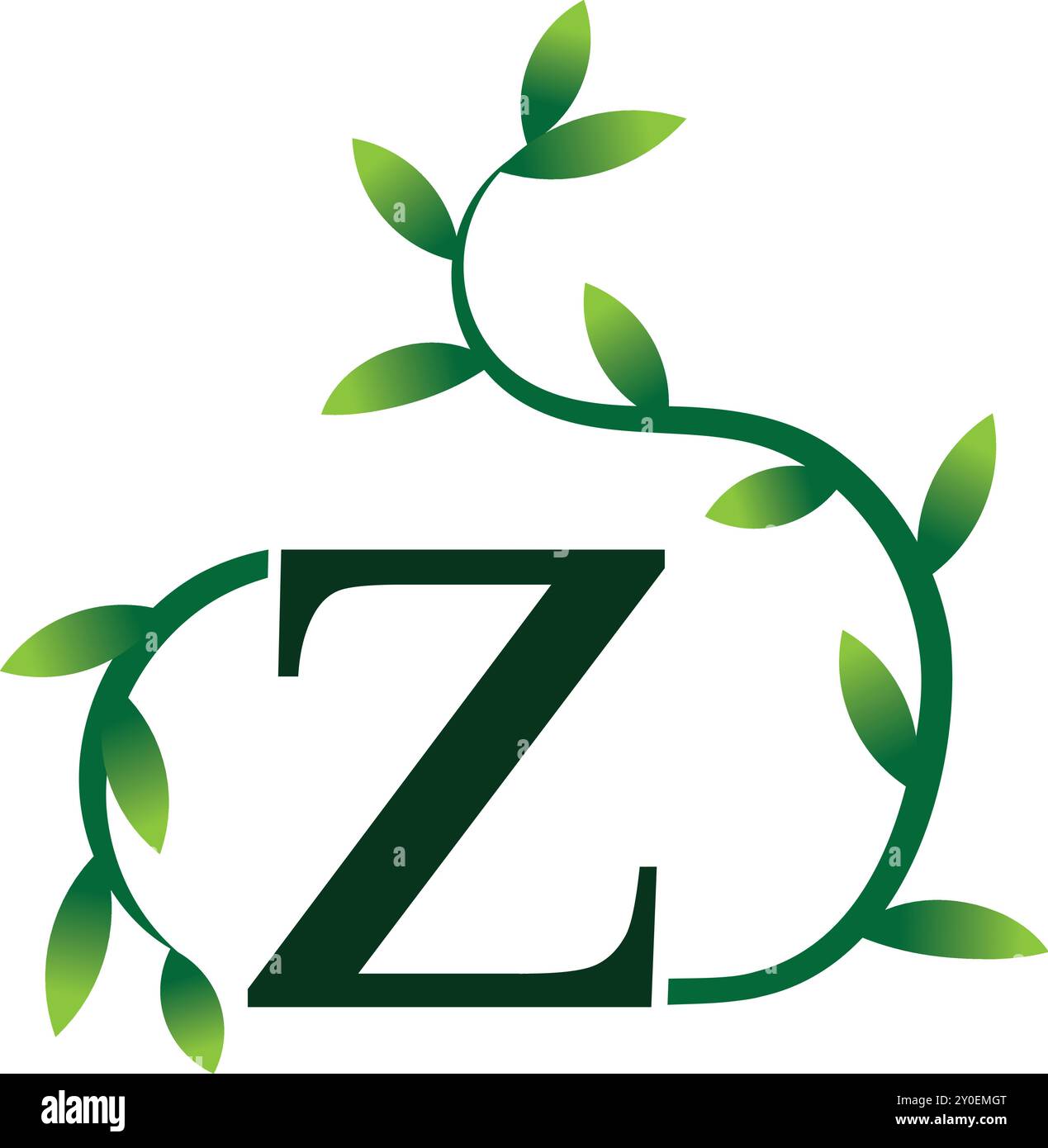Z Letter Logo. Green Color. Leaf Style - Vector Stock Vector Image ...