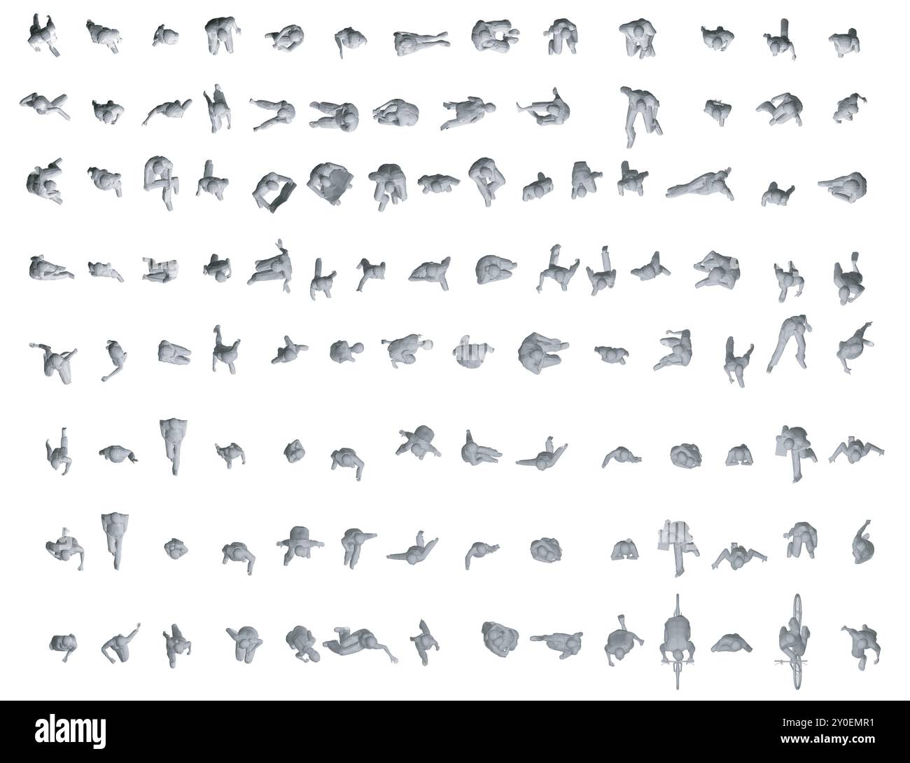 Set with people polygonal in different positions isolated on white ...