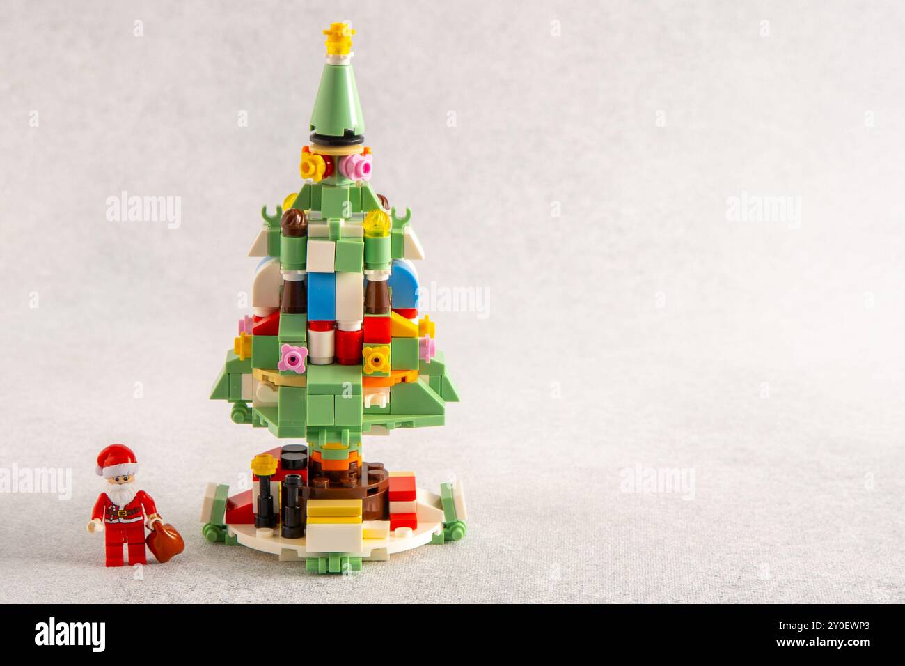 Christmas tree toy. Lego constructor from mini bricks. Children's craft ...
