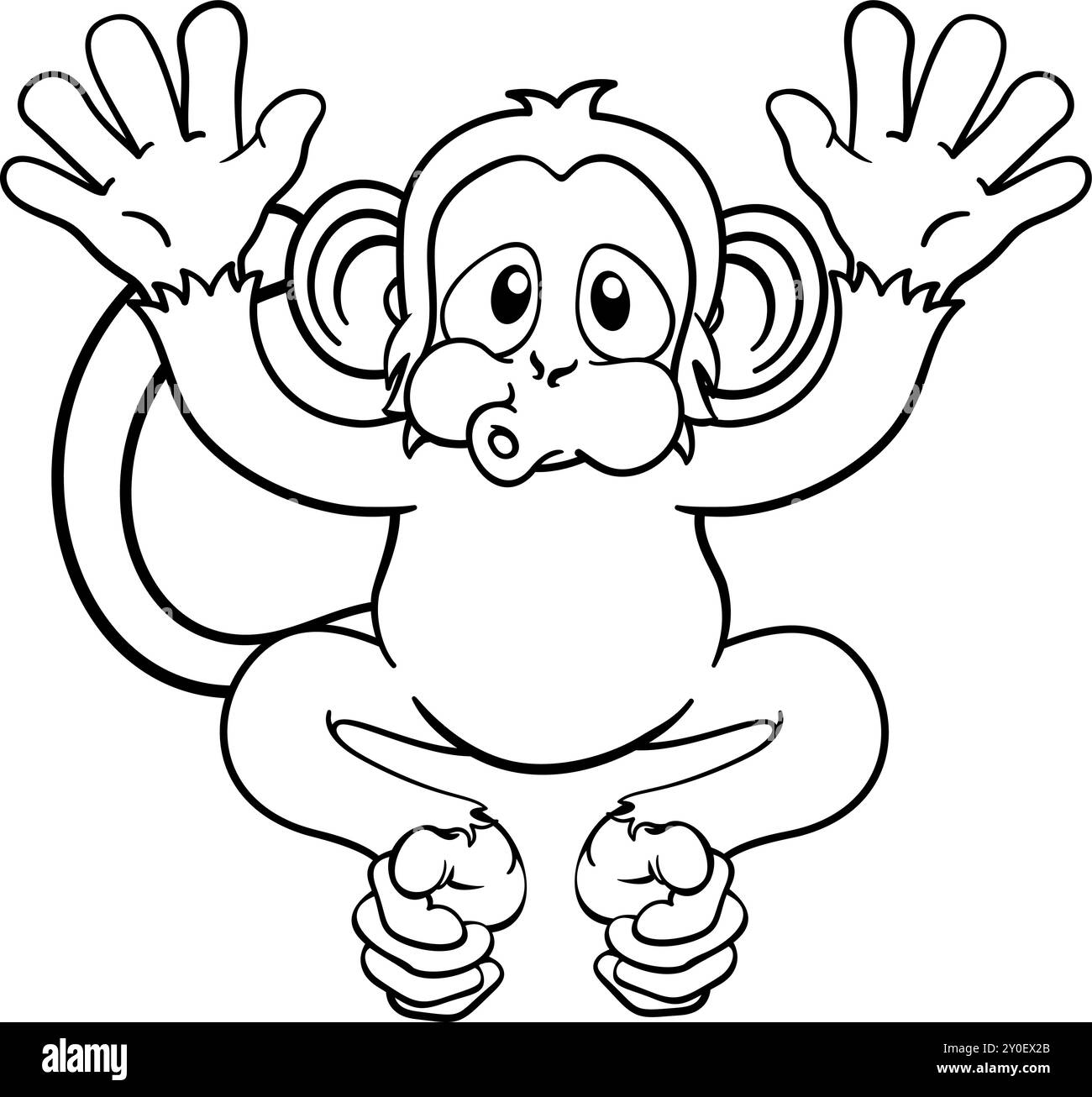 Monkey Cartoon Character Animal Mascot Waving Stock Vector Image & Art ...