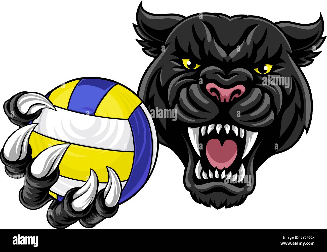 Black Panther Leopard Jaguar Cat Volleyball Mascot Stock Vector Image ...