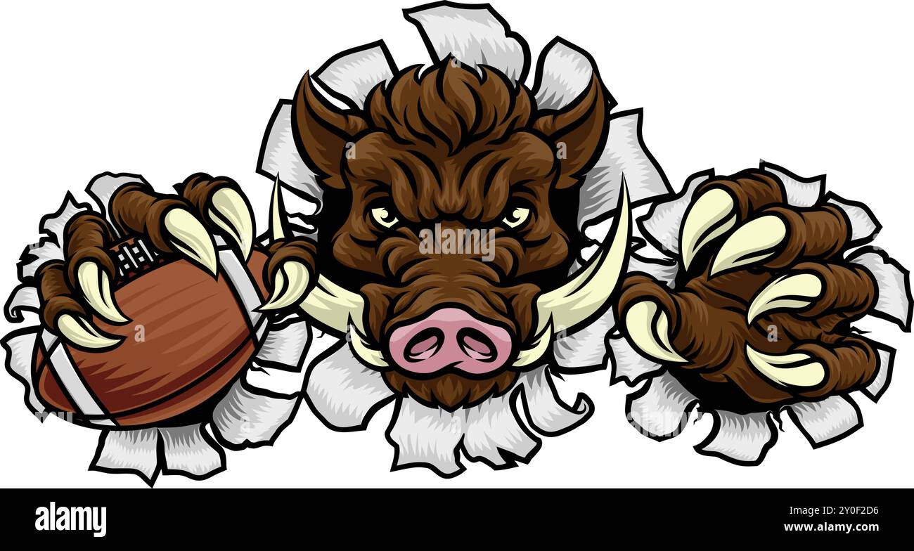 Boar Wild Hog Razorback Warthog Football Mascot Stock Vector Image ...