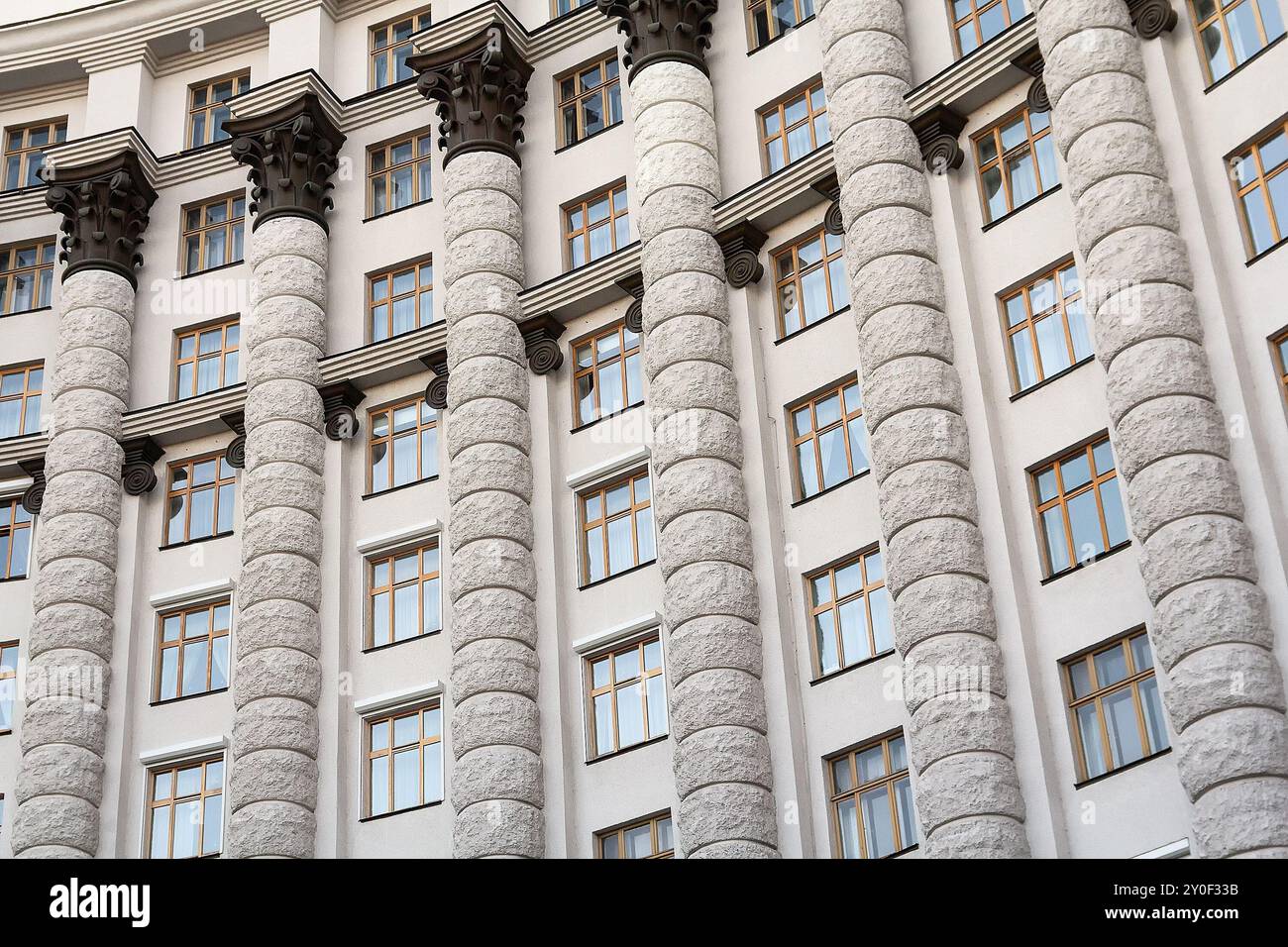 Facade of a building with columns in a classical style. Architecture ...