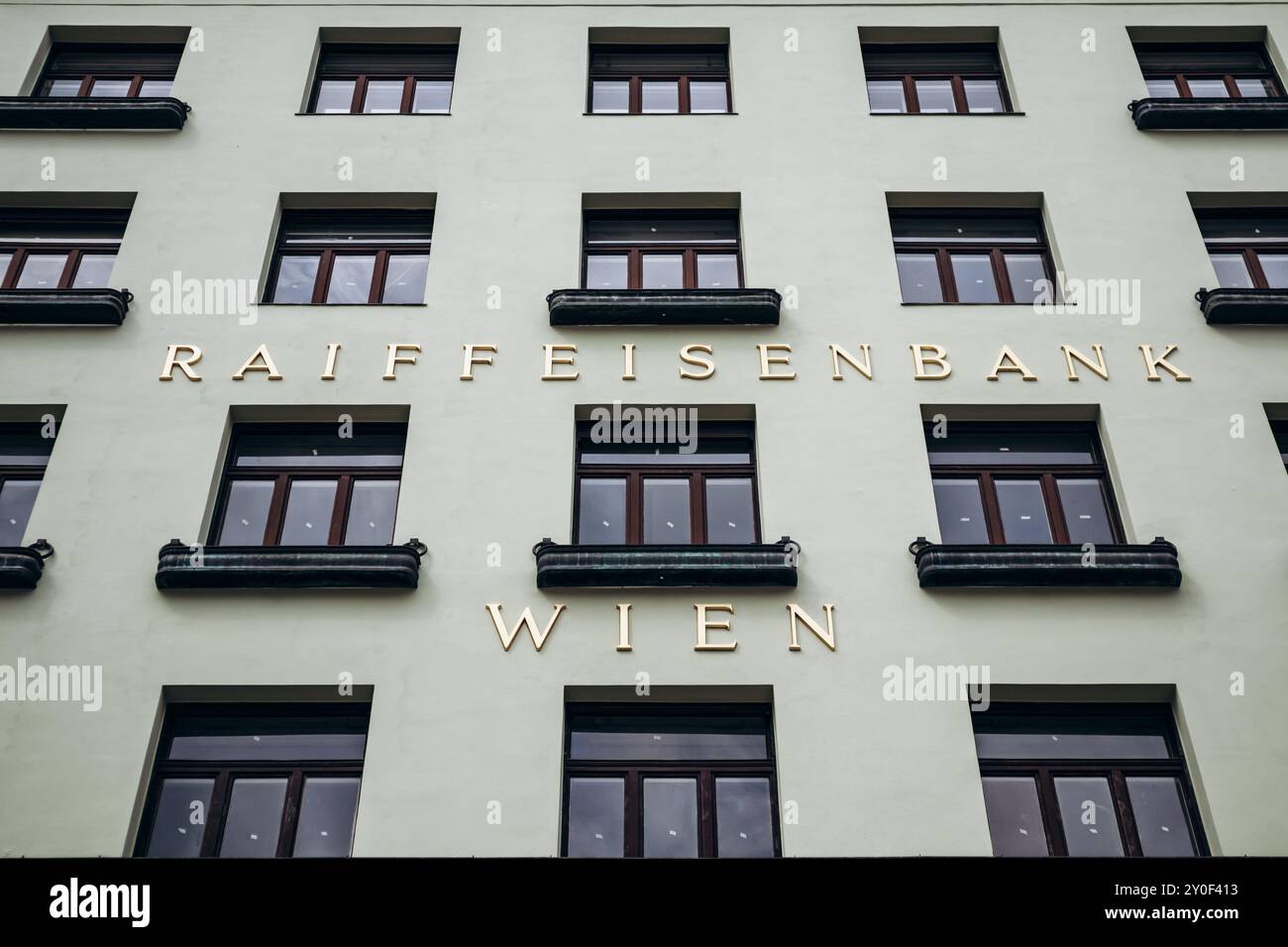 Vienna, Austria - August 5, 2024: Facade of the historic Raiffeisen ...