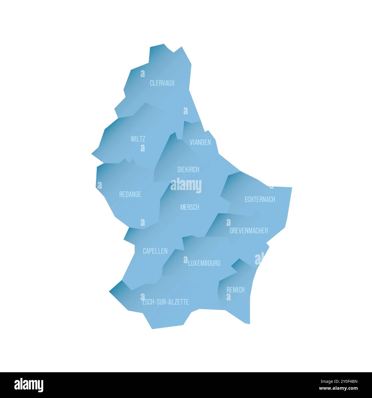 Luxembourg political map of administrative divisions - cantons. Shaded ...