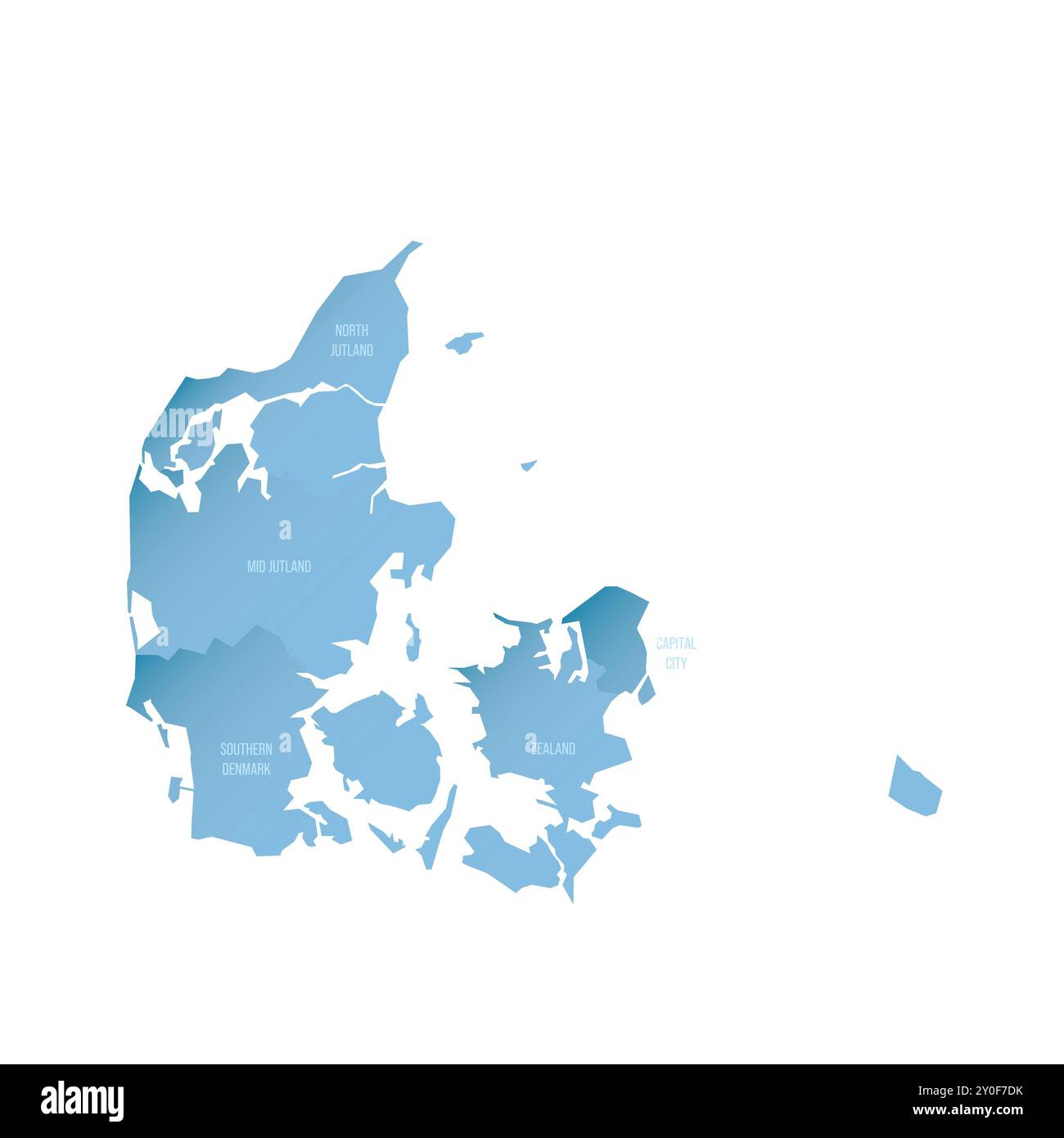 Denmark political map of administrative divisions - regions. Shaded ...