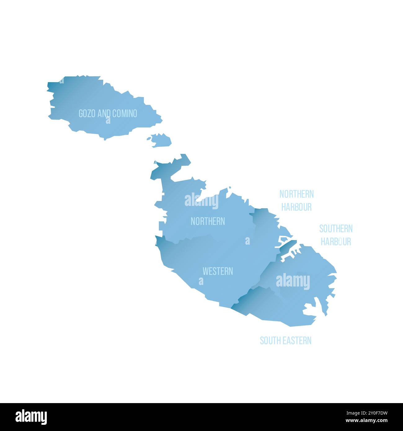 Malta political map of administrative divisions - regions. Shaded ...