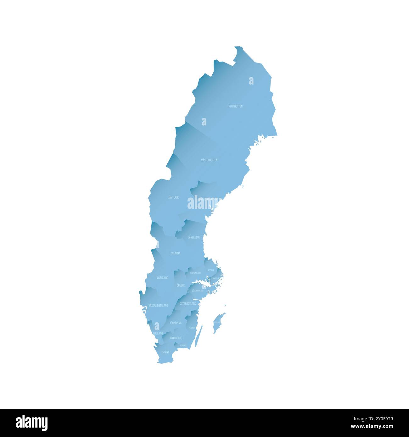 Sweden political map of administrative divisions - counties. Shaded ...