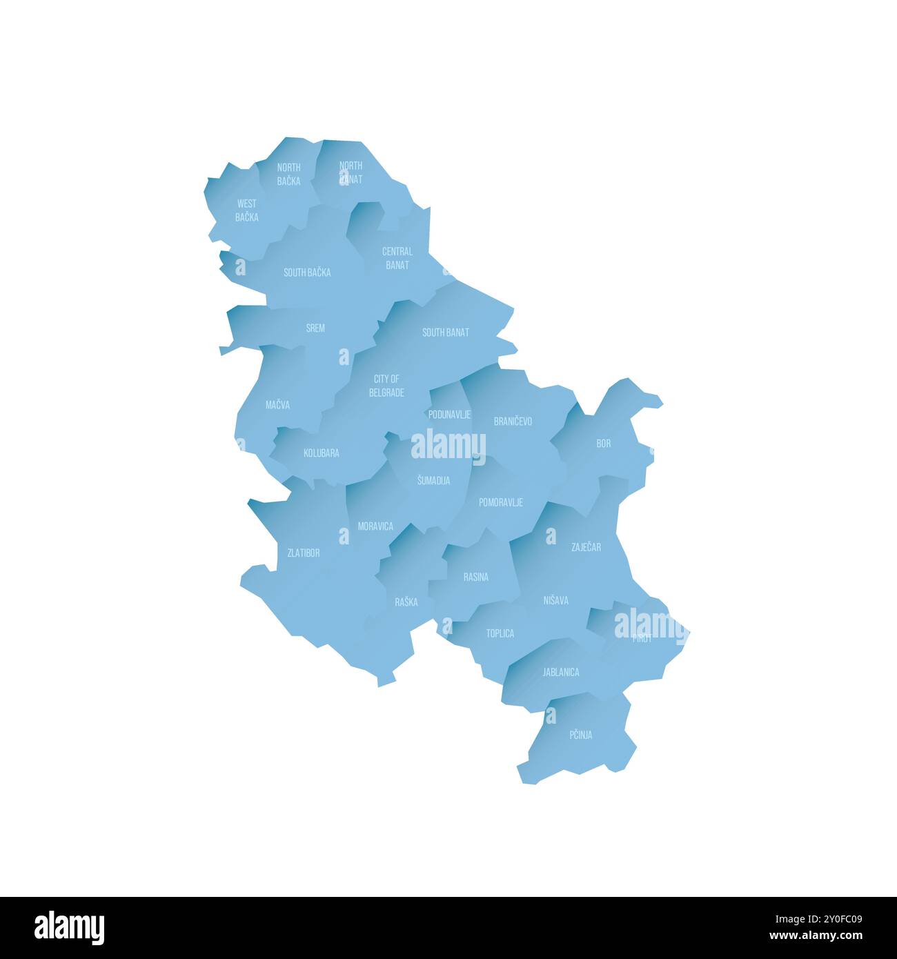 Serbia political map of administrative divisions - okrugs and ...