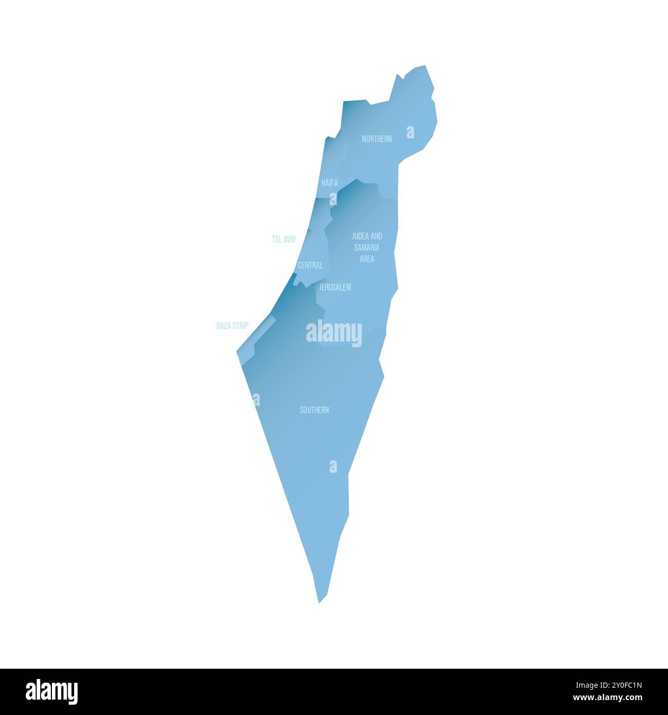 Israel political map of administrative divisions - districts, Gaza ...