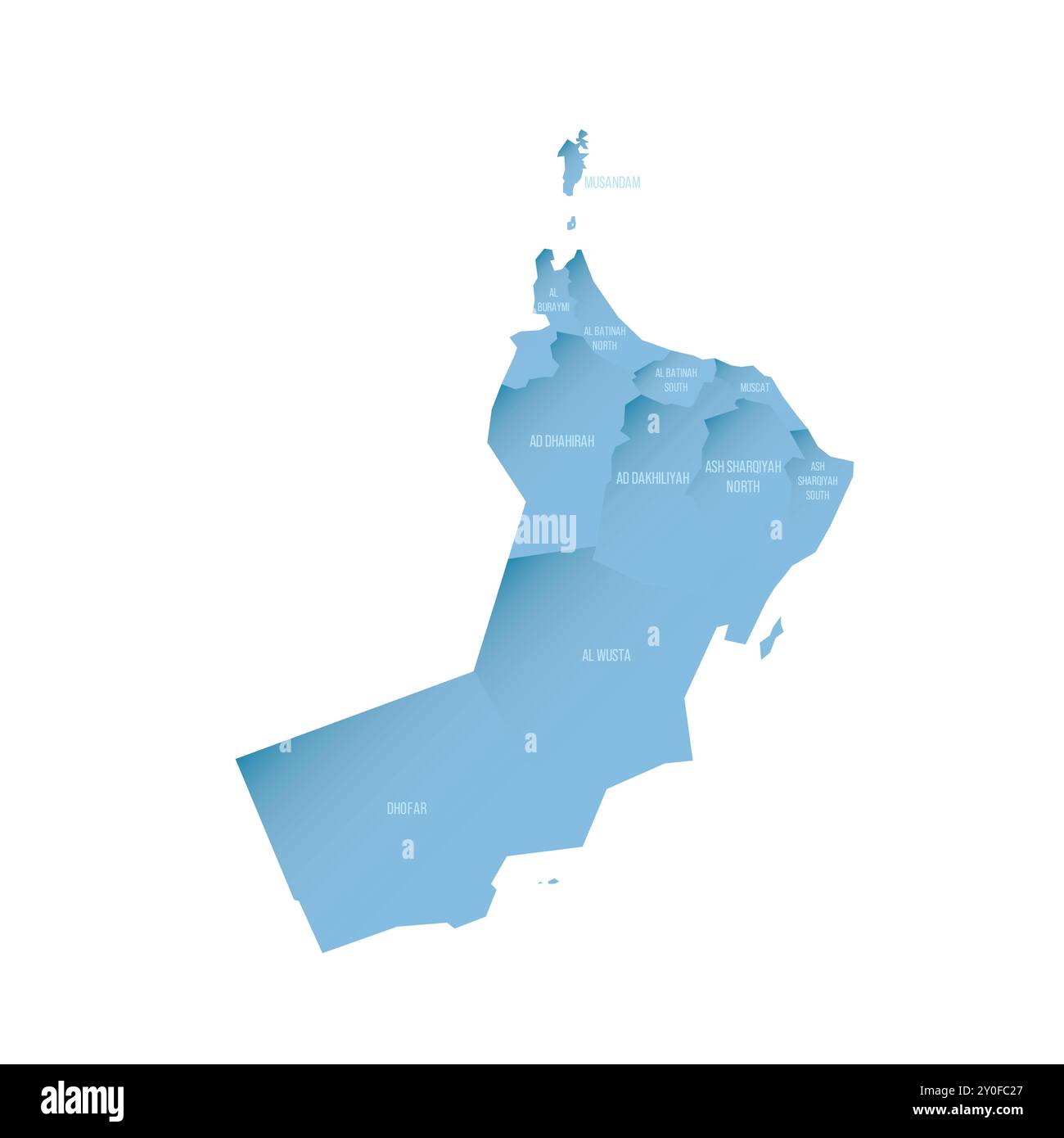 Oman political map of administrative divisions - governorates. Shaded ...