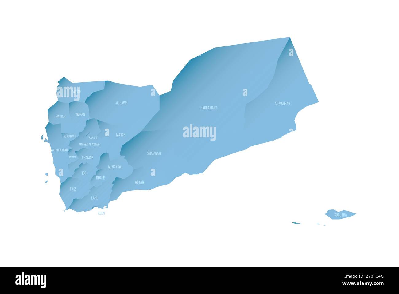Yemen political map of administrative divisions - governorates and ...